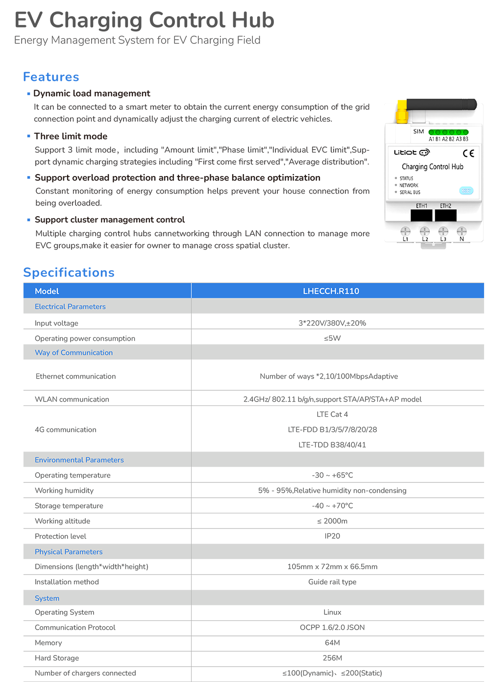 EV Charging Control Hub Energy Management System for EV Charging Field